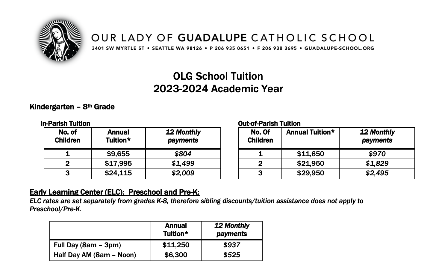 Apply Now - Our Lady Guadalupe Catholic School